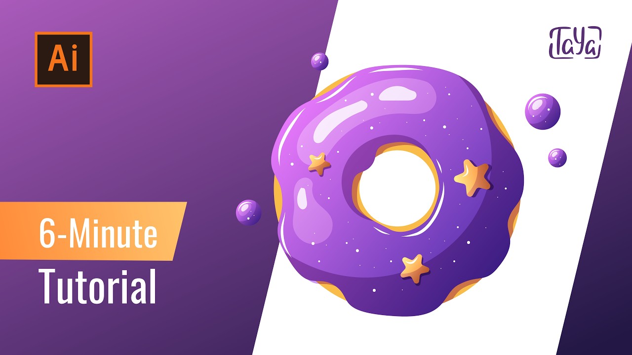 How to Draw a Purple Donut | Easy Illustrator Tutorial For Beginners