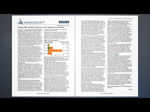 Section 301: Tariff Exclusions on U.S. Imports from China