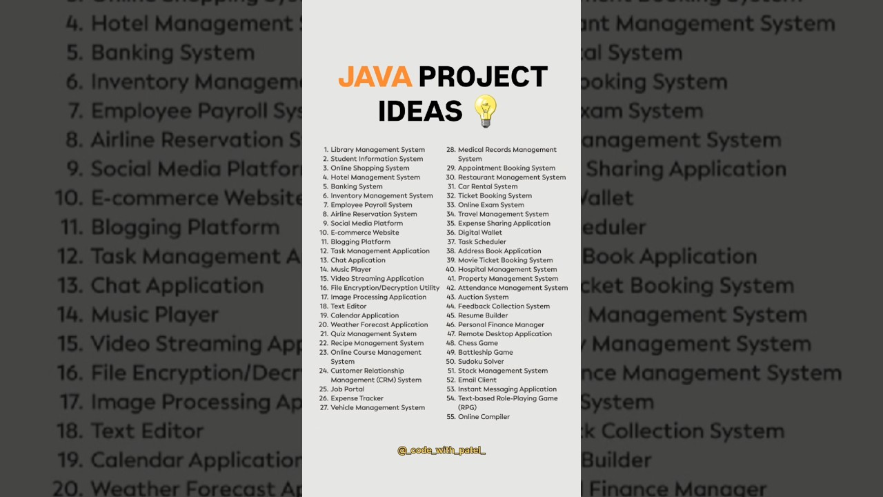 Java Project Ideas 💡 #java #project #codingproject #coding #learnjava