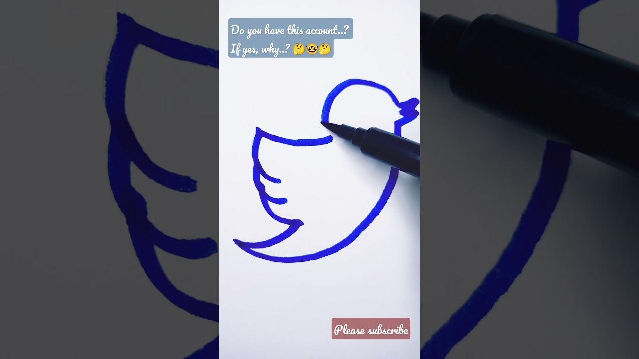 How to draw Twitter Icon | Drawing | Writing | Art Challenge | ASMR Shorts | #twitter #paulnatz #art
