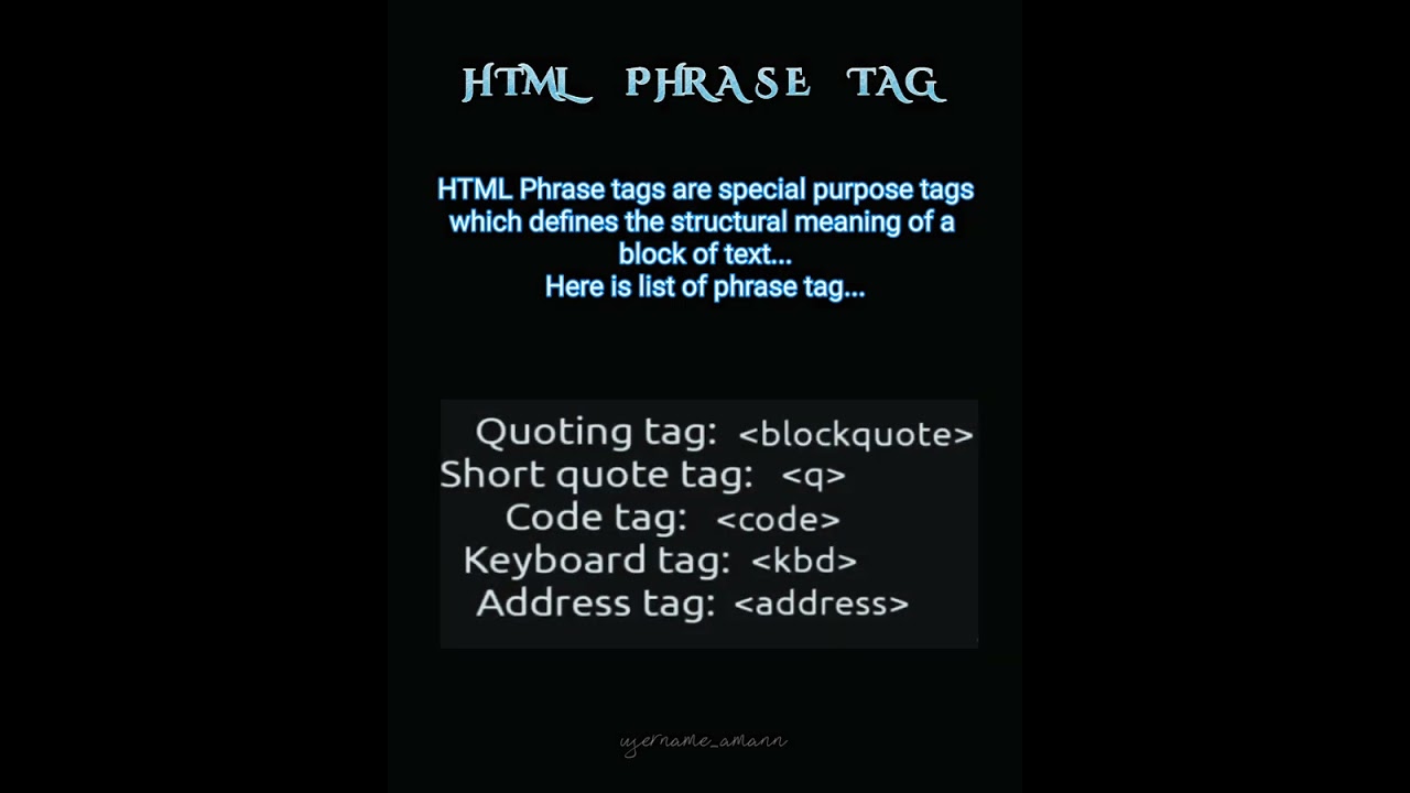 HTML basics |06| HTML phrase tags...#html #html5 #htmltutorial #shorts