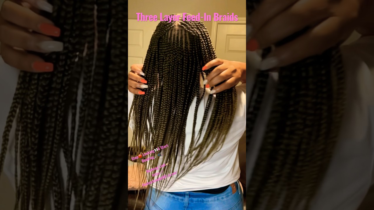 Watch Me Work| 3 Layer Feed-In Braids| Tribal Braids| Pocahontas Braids| #braids #fypシ #shorts #fyp