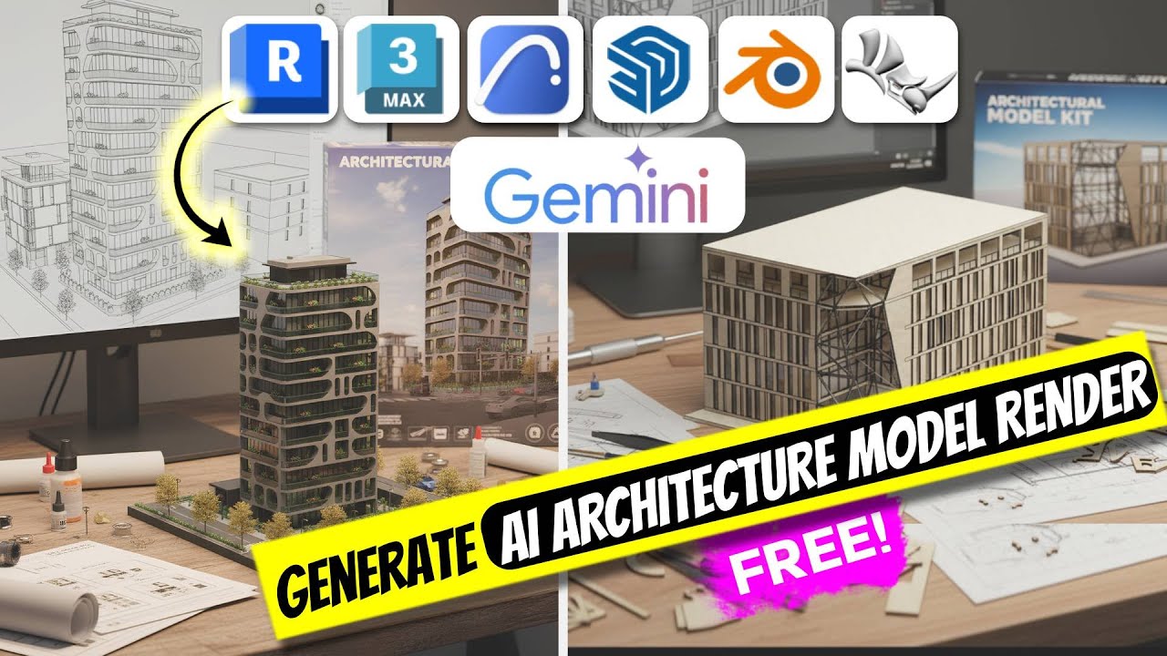 Gemini AI Free to Create Architecture Model Renders | Generate Work desk Render