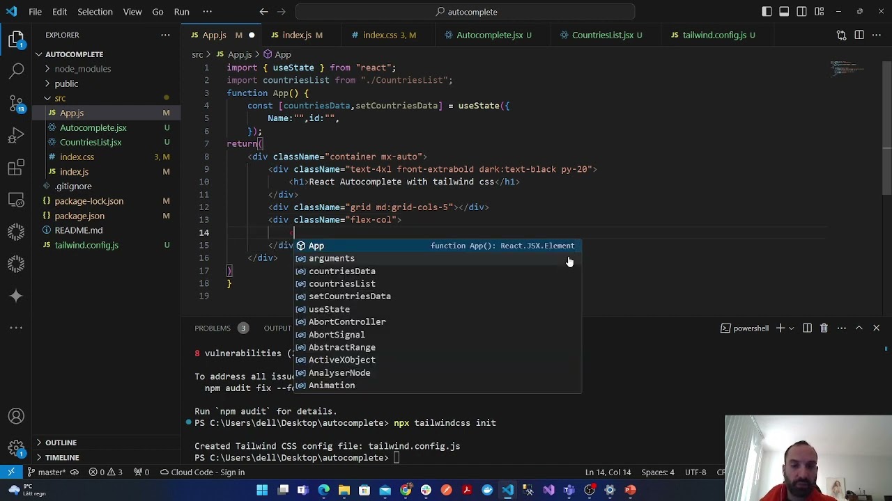 Autocomplete React Component - Tailwind CSS