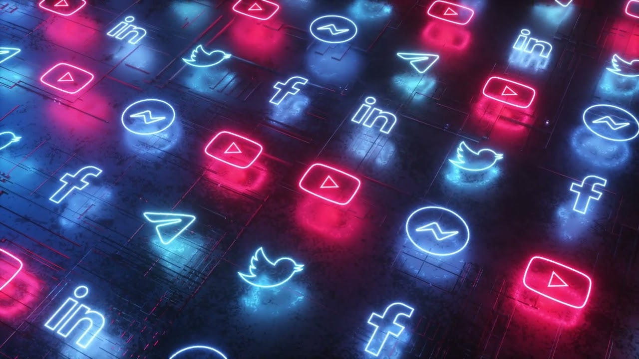 neon glowing social media icons flowing 20413499 528