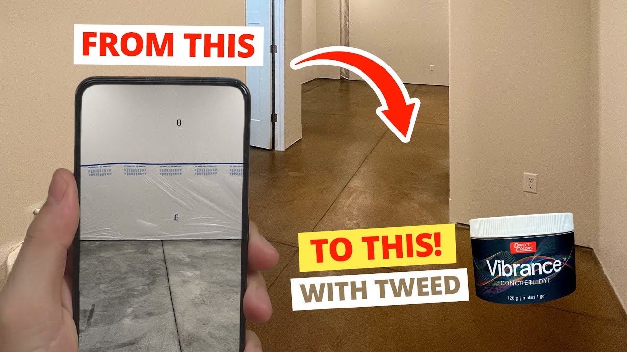 Transform Your Basement with Vibrance Dye in Tweed! #concretestain