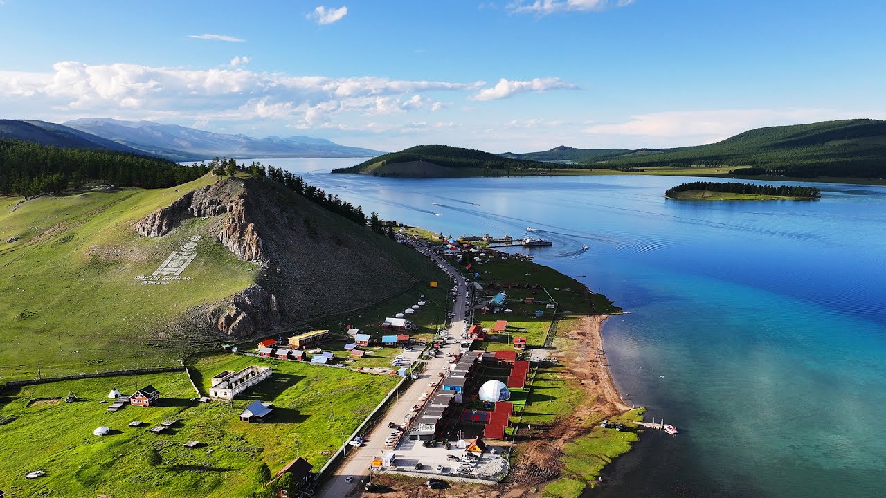 Aerial photography of Khatgal in Khuvsgul Lake，Mongolia