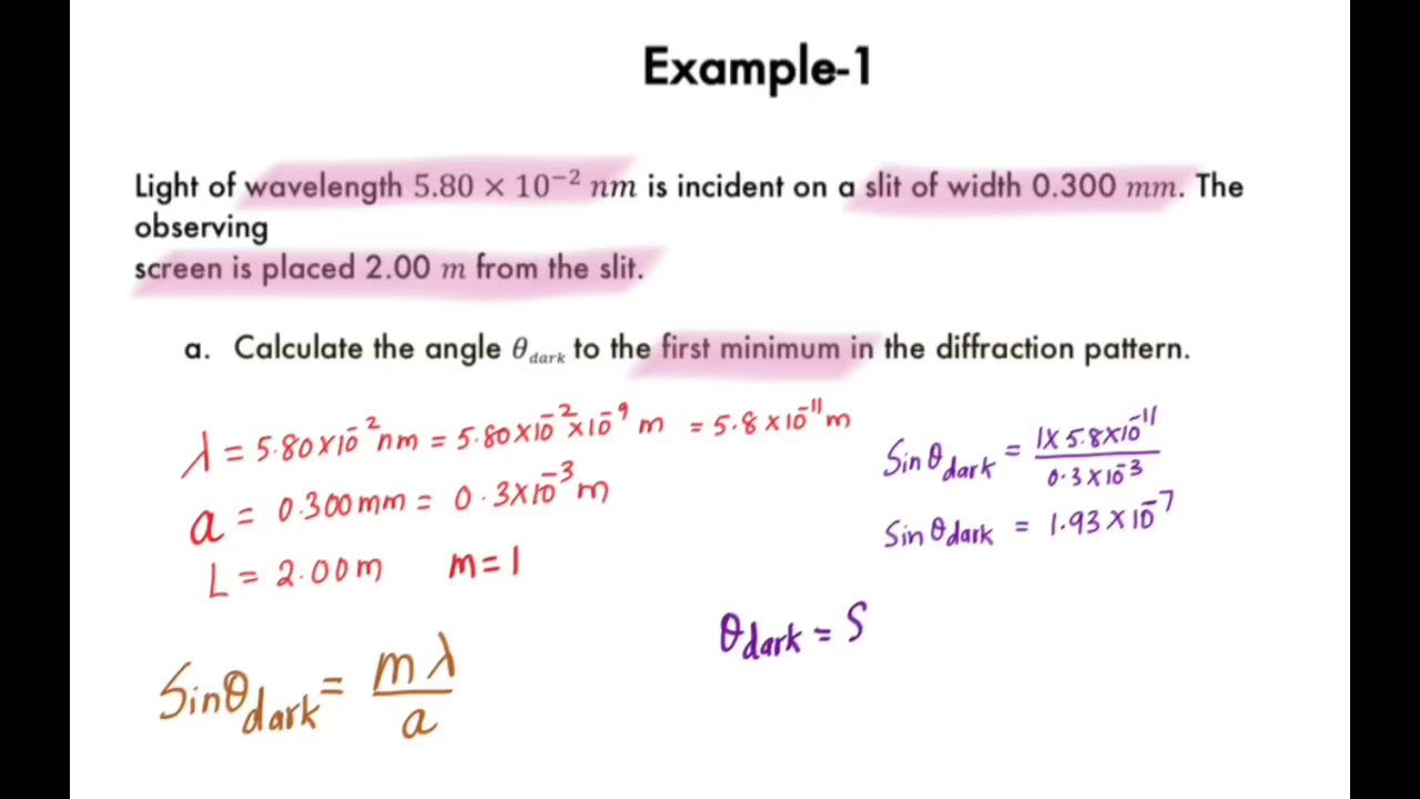 Single slit diffraction-Sample problem -1