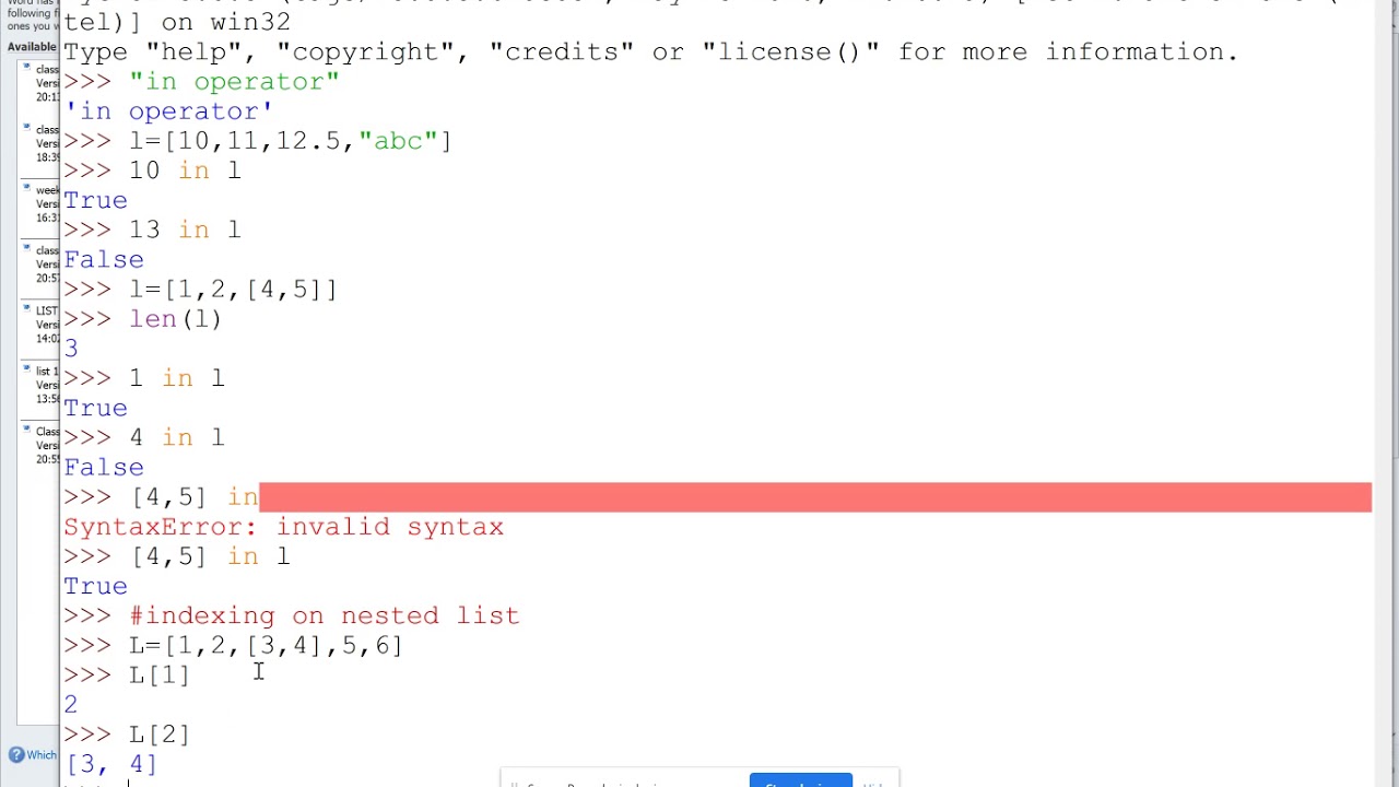 nested list and nested indexing
