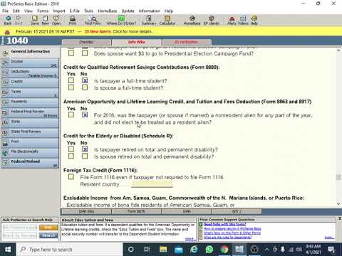 How to fill out basic info 1040 proseries basic