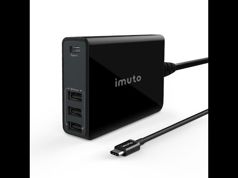 iMuto 4-Port 52W USB Wall Charger with USB-C Power and Quick Charge ...