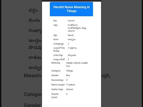 Harshit Name Meaning in telugu #Harshit #meaning #names
