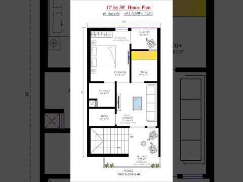 17' by 30' Duplex House Plan | Complete Layout with Balcony & Sit-out | 500 sqft House| #sale #rent