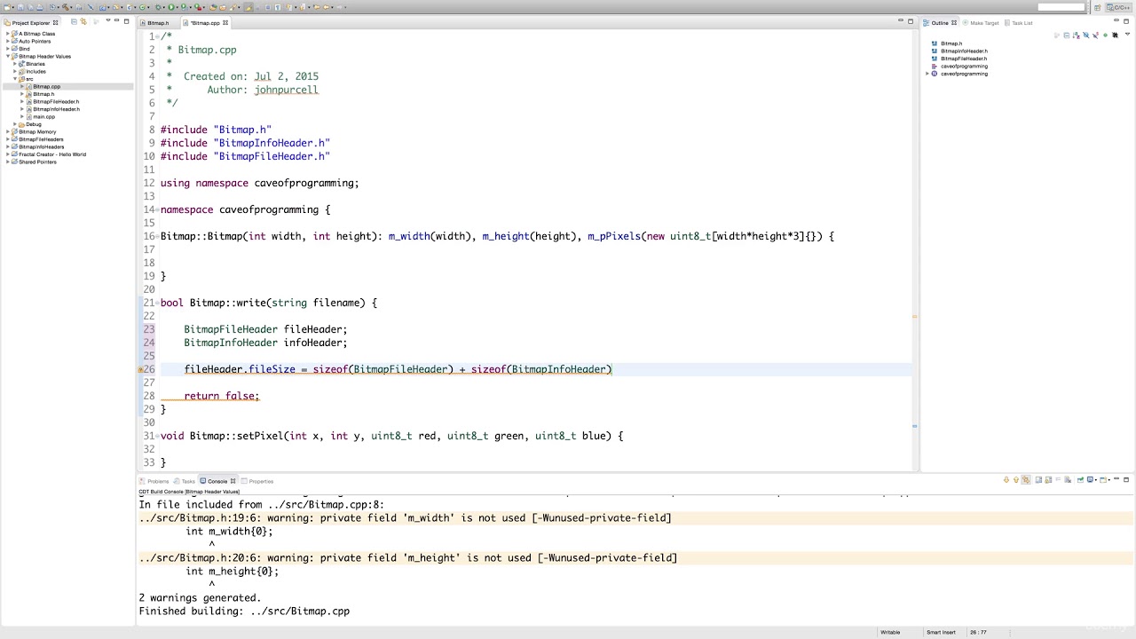 Learn Advanced C++ Programming bitmap header values