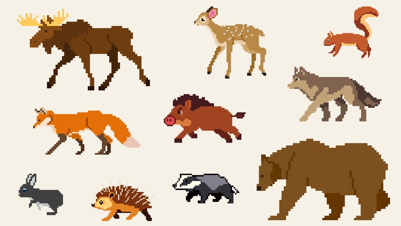 Forest Animals: Bear, Fox, Deer, Wolf & More | Pixel Art