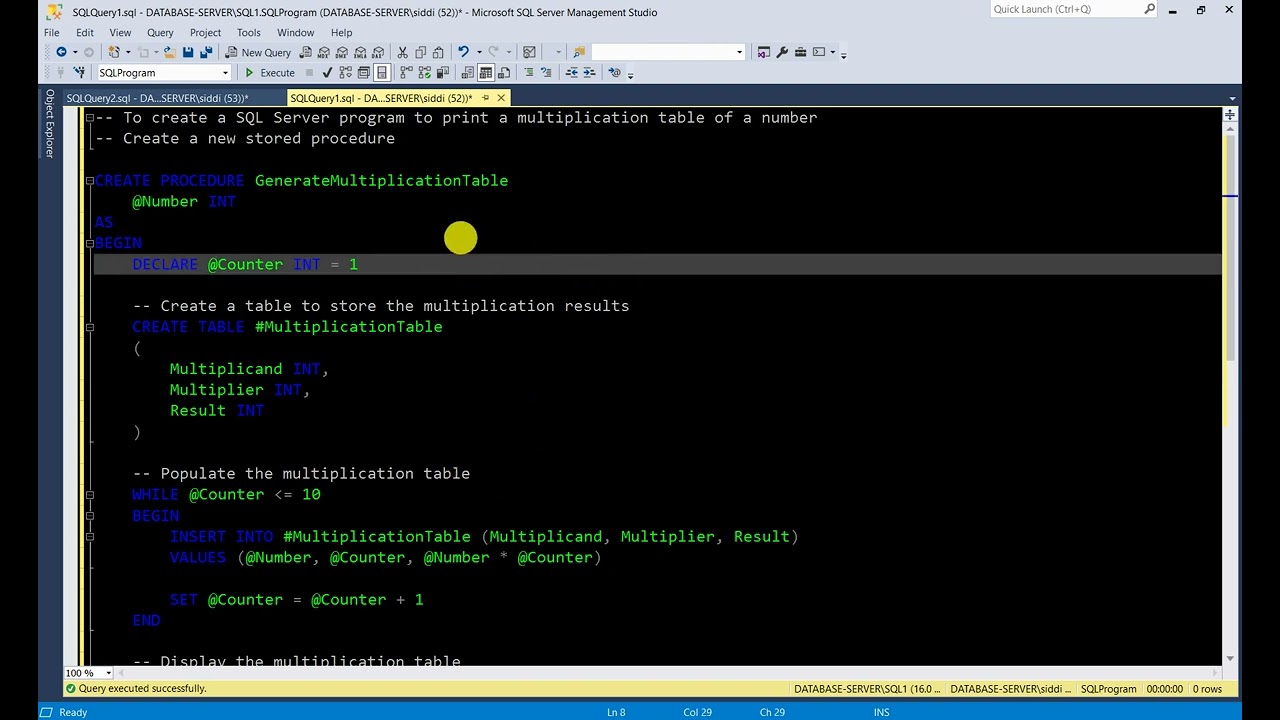 How To Create a SQL Server Program to Print a Multiplication Table of a Number