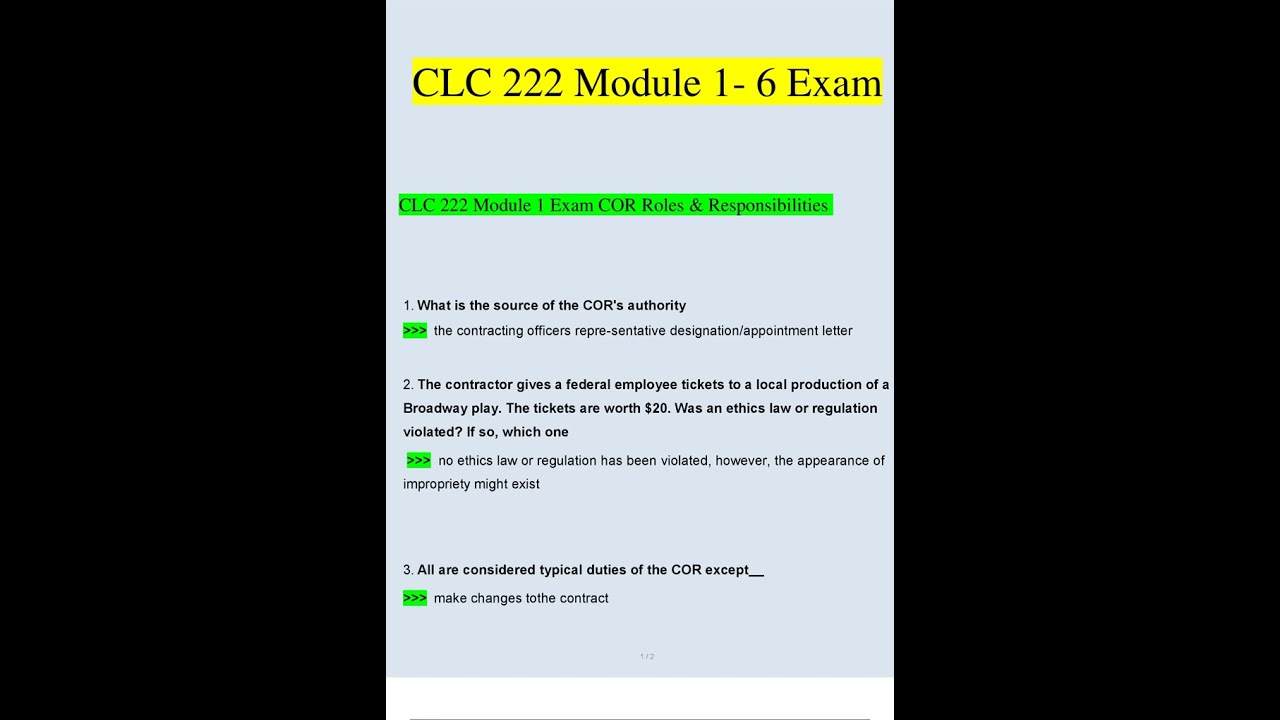 CLC 222 Module 1, 2, 3, 4, 5, 6 Exam Qs & As 2023   2024 Verified Answers