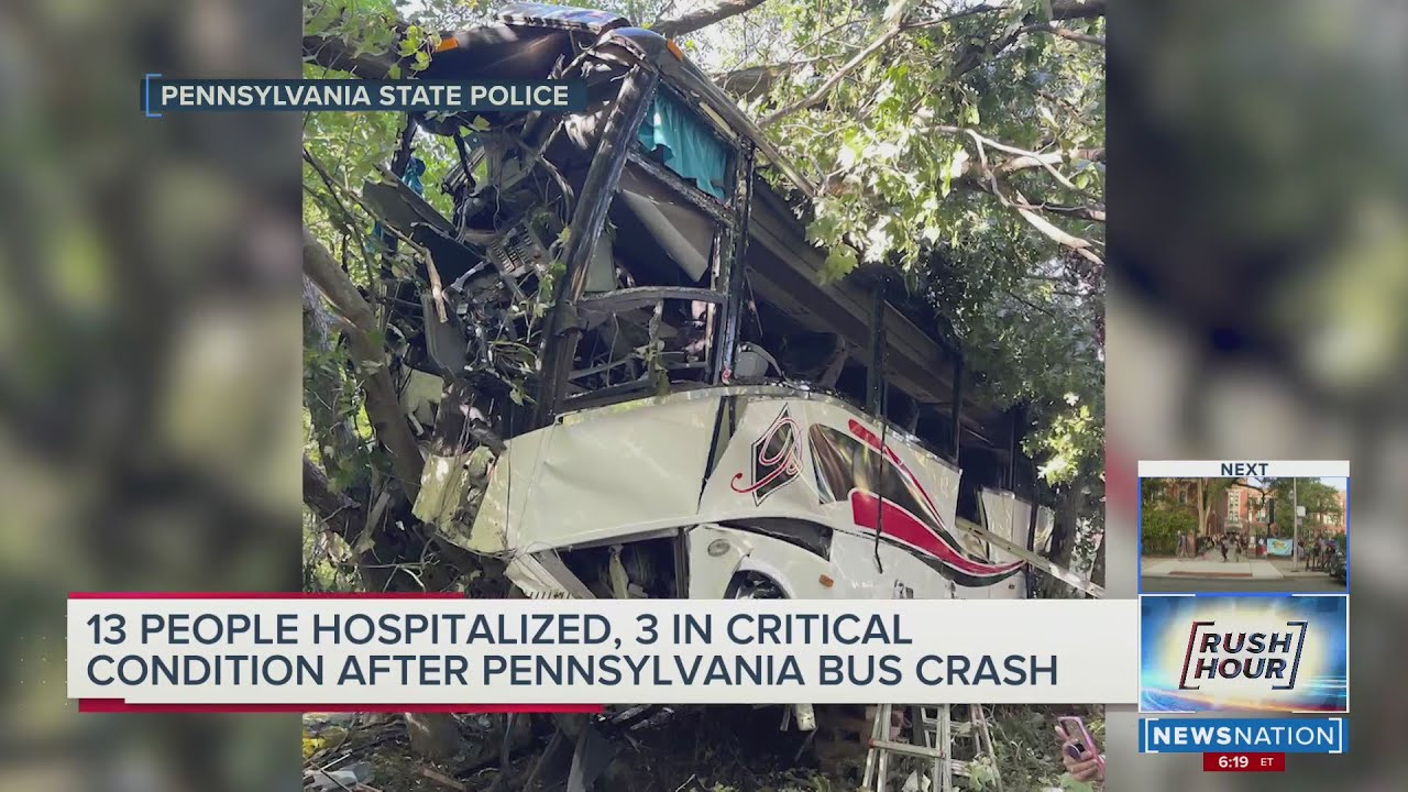 13 hospitalized, 3 in critical condition after Pennsylvania bus crash