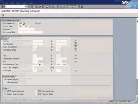 SAP GR IR Account Maintenance