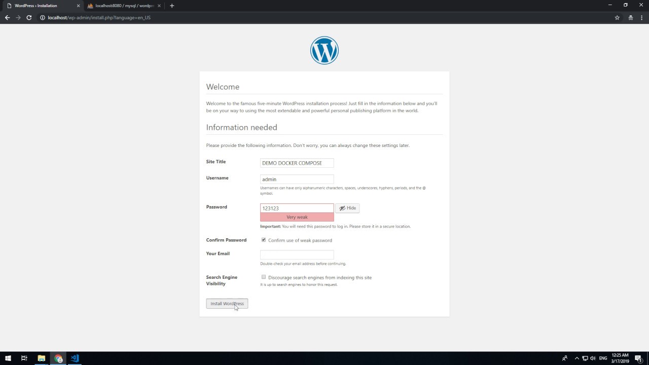 Docker compose for Wordpress - PHP - phpMyAdmin - MySQL