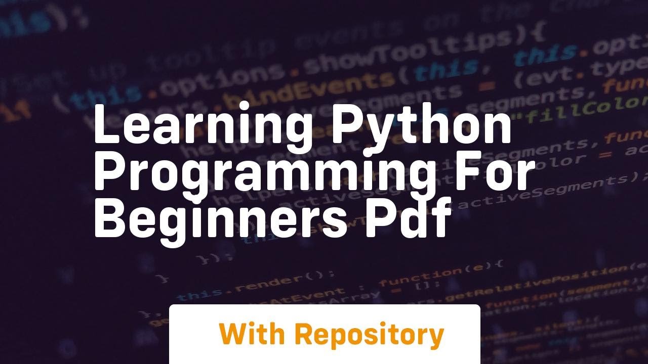 learning python programming for beginners pdf