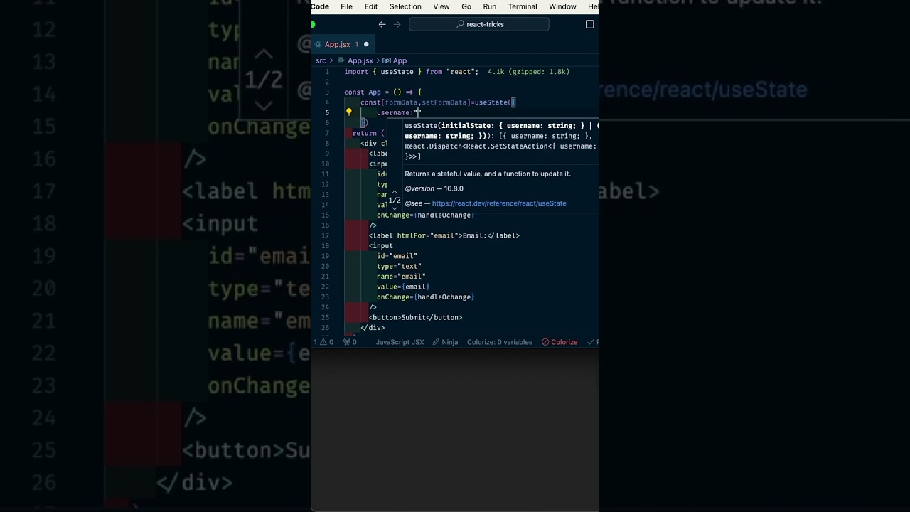 How to handle multiple inputs using single onChange handler in react js #shorts #reactjs