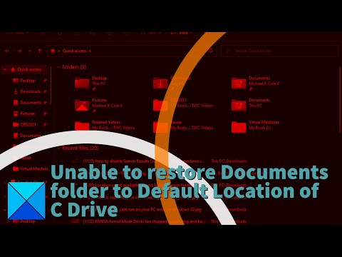 Cannot restore Documents folder to Default Location of C Drive