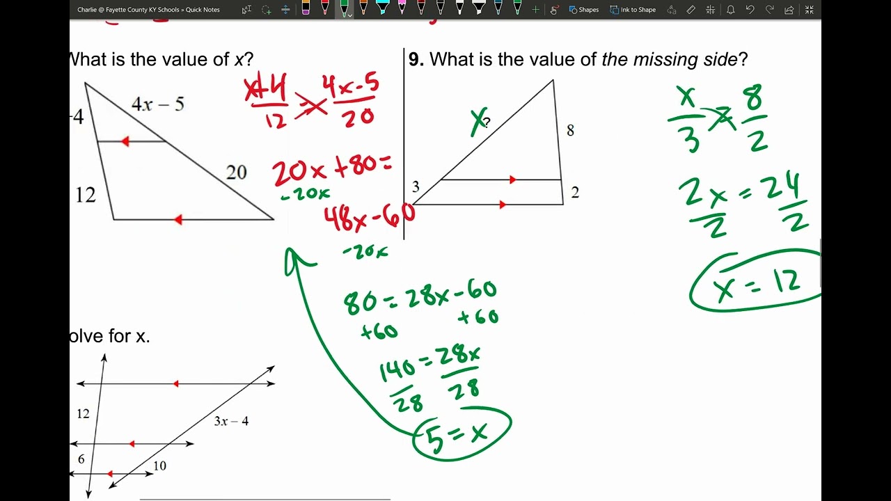 Geometry Topic 7 Review Solutions (Similar Triangles)