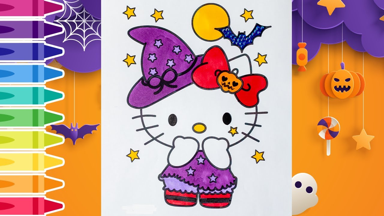 Coloring Halloween Hello Kitty | Spooky Hello Kitty Coloring Pages