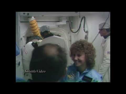 Judith Resnik, Ronald McNair, Christa McAuliffe boarding Space Shuttle Challenger disaster 1986