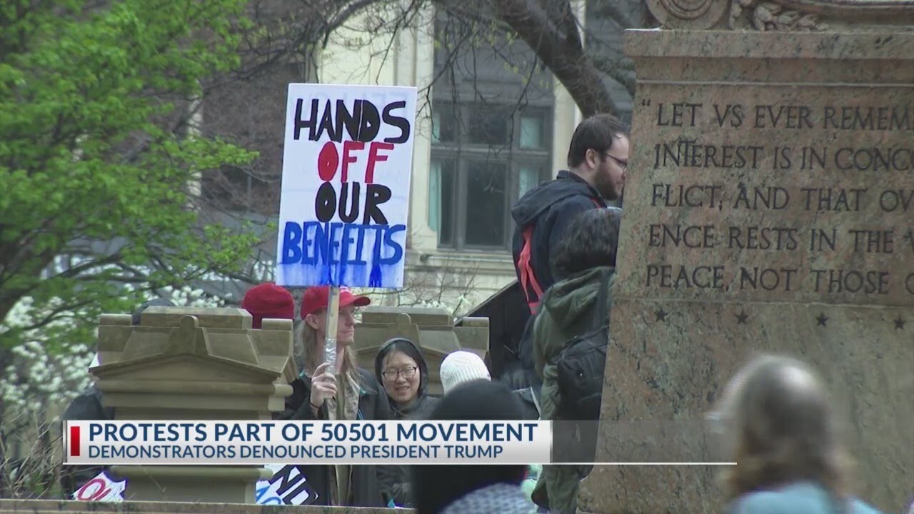 Protesters gather in Columbus to denounce President Donald Trump