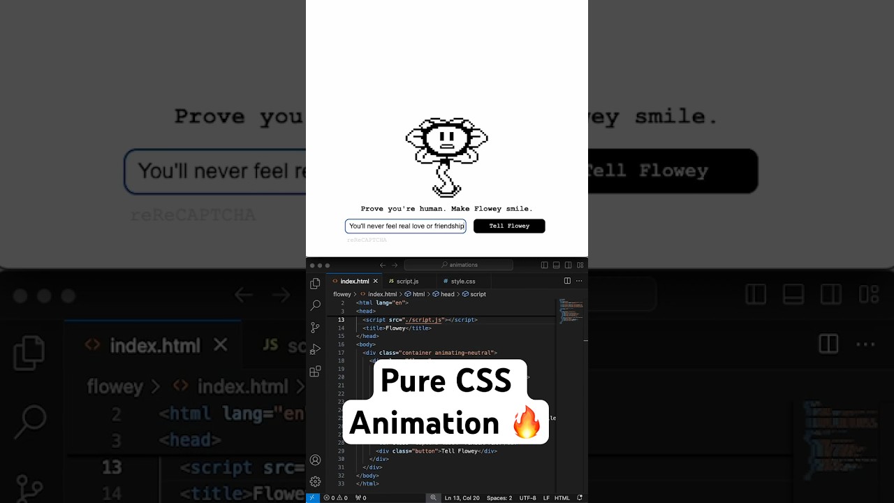 Undertale Flowey CAPTCHA CSS Animation