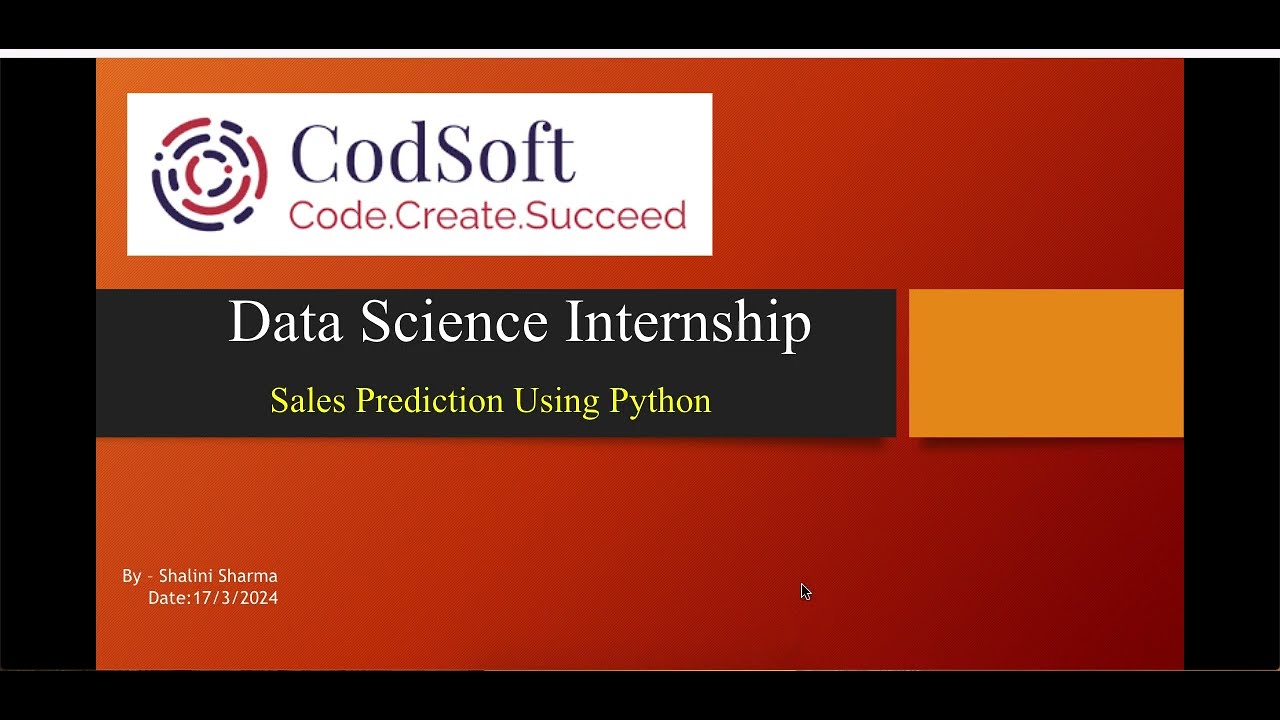 Codsoft Intership task -Sales prediction by using python#CodSoft