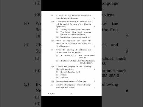 #Shorts BCS-011 JUNE 2022 Question Paper (Computer Basics and PC Software)