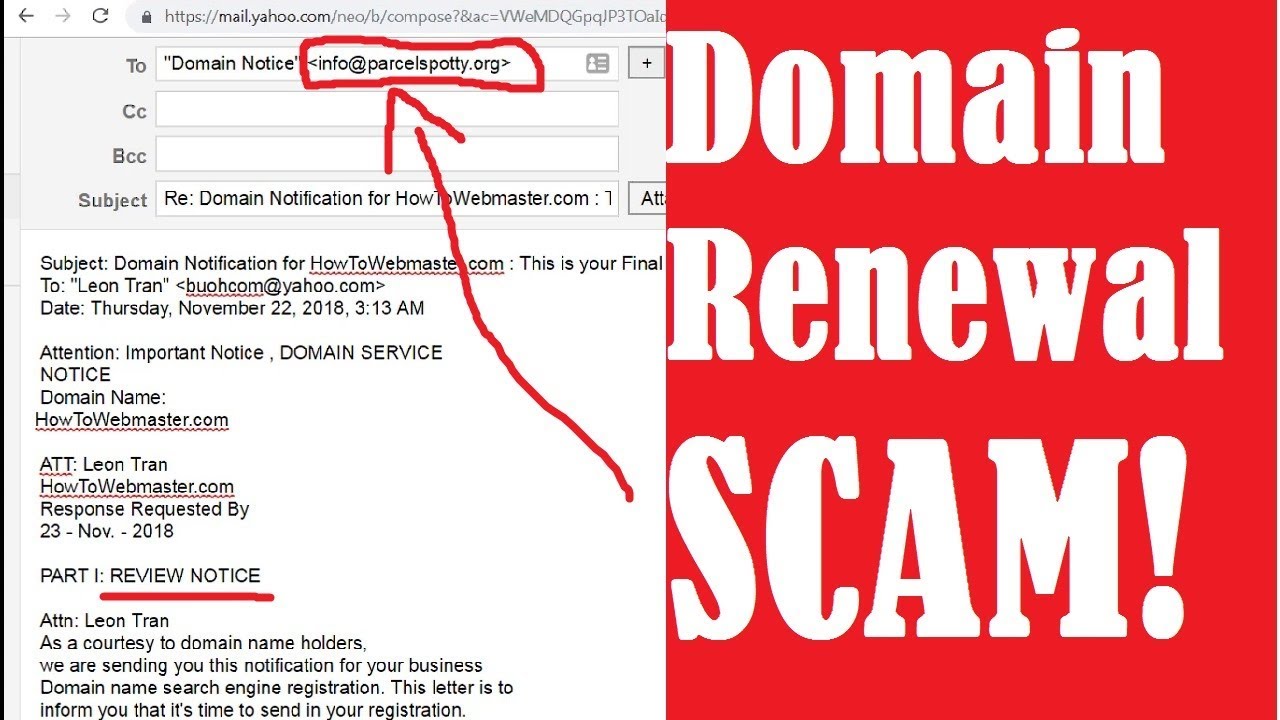 SCAM! Domain Name Search Engine Renewal Notification Email!