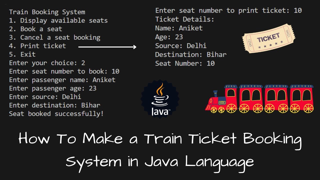 Train Ticket Booking using java language || Java Language Project
