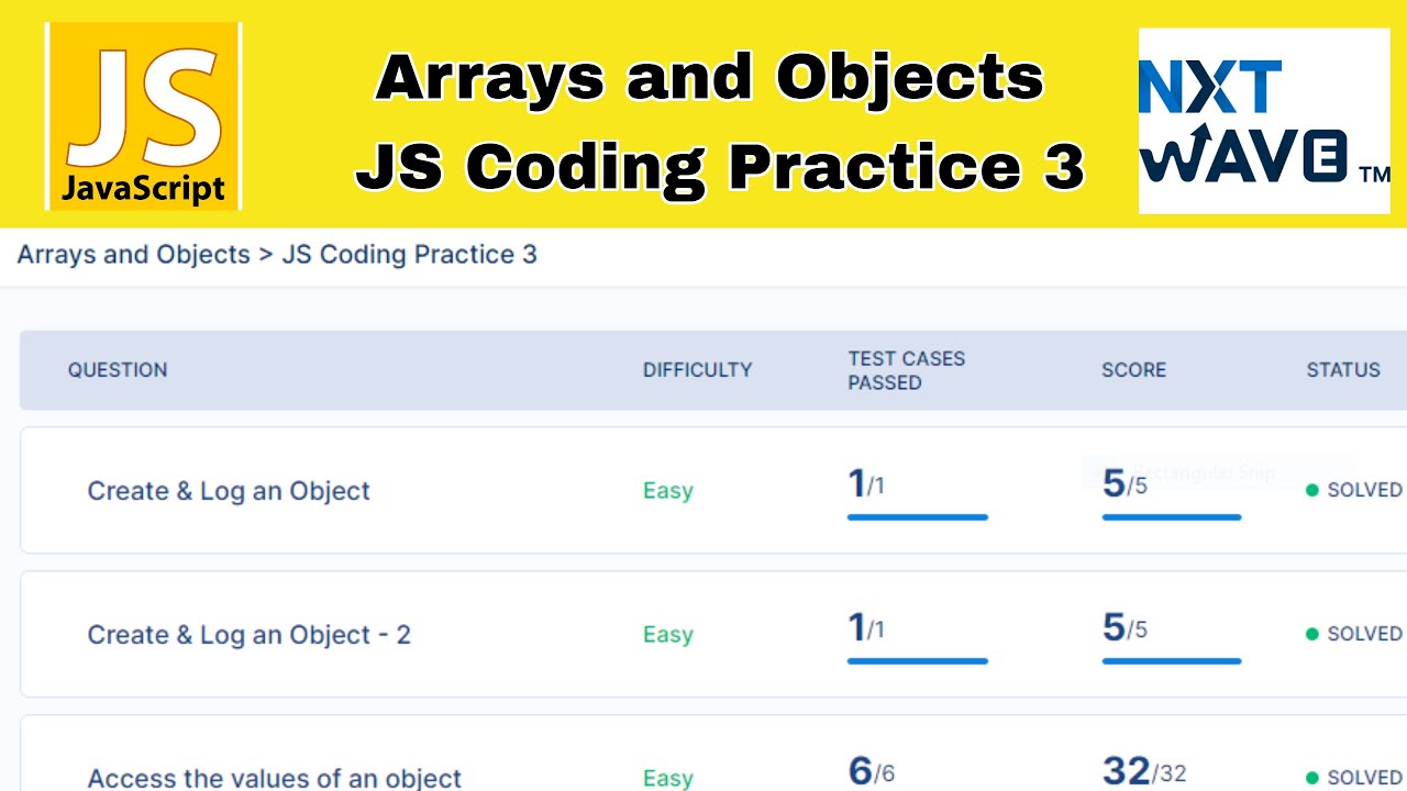 Arrays and Objects | JS Coding Practice 3 Answers | JavaScript | NxtWave | CCBP 4.0