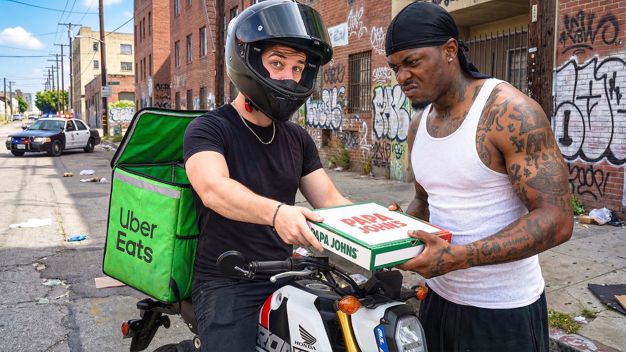 Uber Eats on a Motorcycle in The Hood