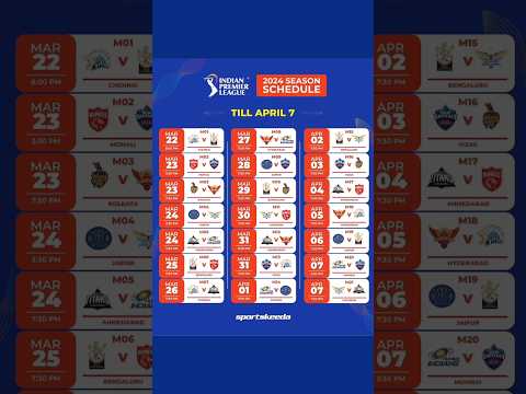 IPL 2024 Schedule till 7 April #ipl #ipl2024 #cricket