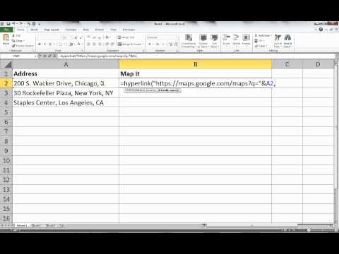 Excel Hyperlink with Google Maps