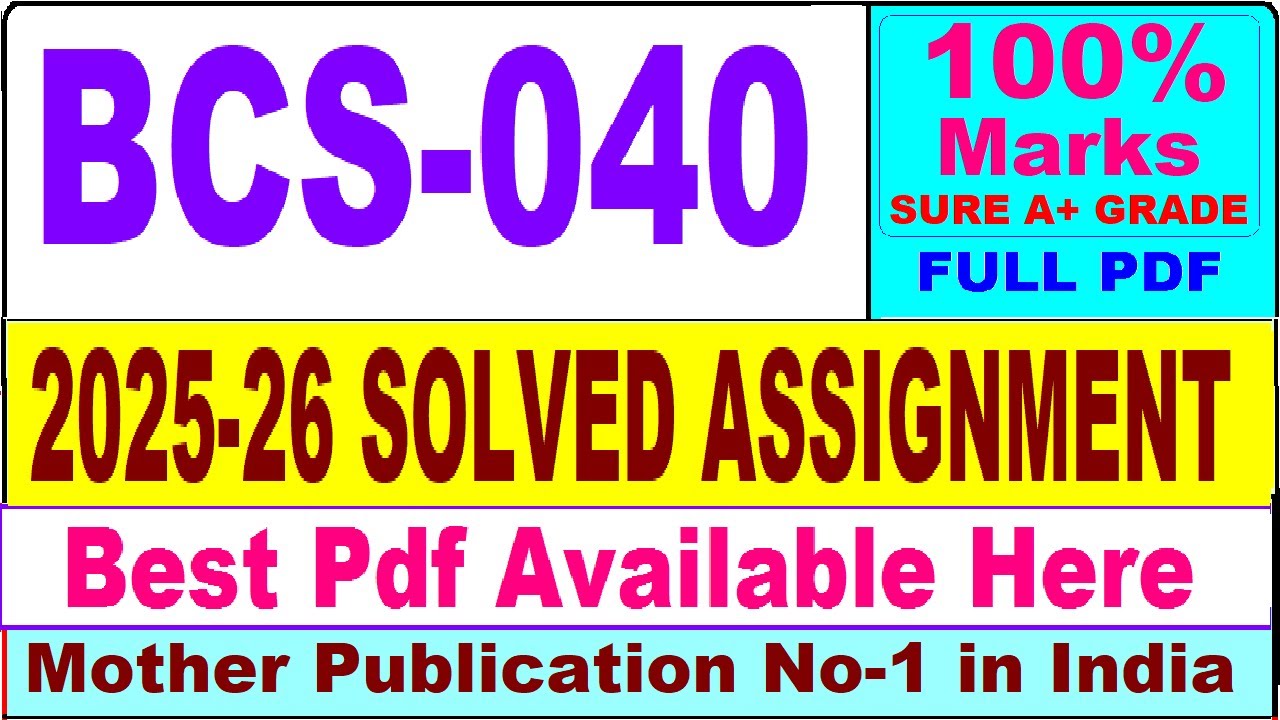 BCS 040 solved assignment 2025-26 || bcs 040 solved assignment 2026 in English || ignou bcs40