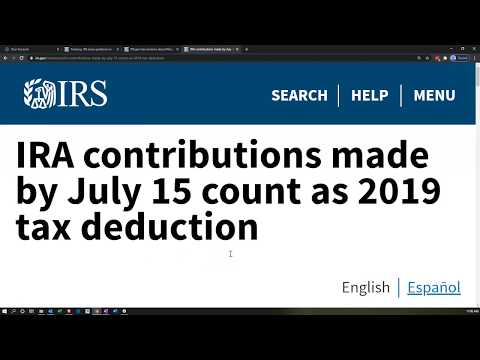 IRA contributions made by July 15 count as 2019 tax deduction