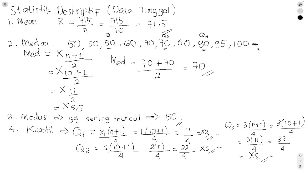 DESCRIPTIVE STATISTICS (MEAN, MEDIAN, MODE, QUARTILE, VARIANCE, STANDARD DEVIATION) FOR SINGLE DATA