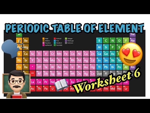 PERIODIC TABLE OF ELEMENT (WORKSHEET 6)