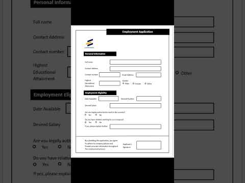 sample employment application form design #templatewarriors