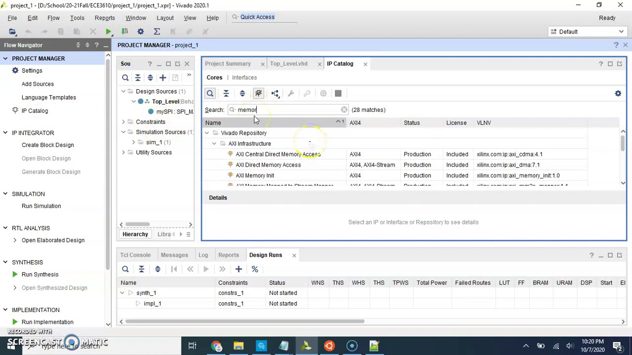 BRAM vivado tutorial ECE3610