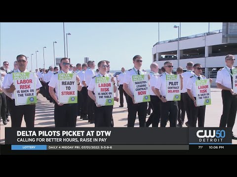 Delta Pilots Picket At Detroit Metro Airport