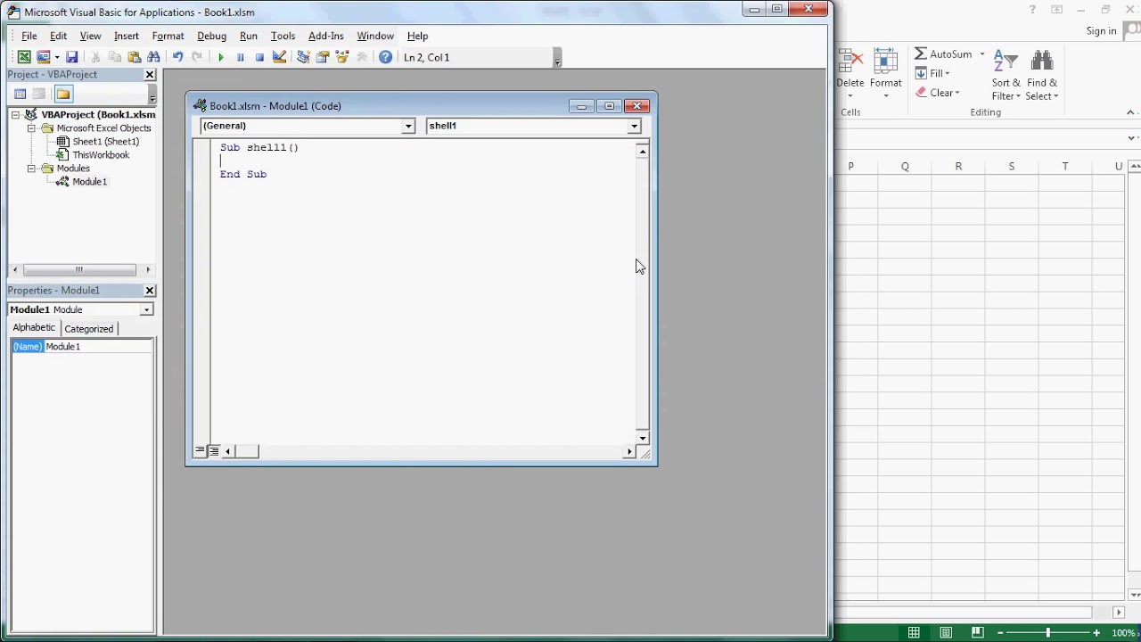 Excel - Create VBA Shell Code
