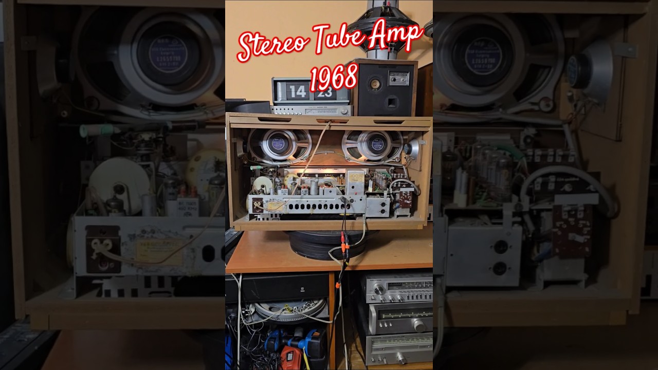 60s Vintage VACUUM TUBE STEREO AMPLIFIER - SPEAKERS RFT Radio RFT VEB GOLDPFEIL Sound Test For Sale